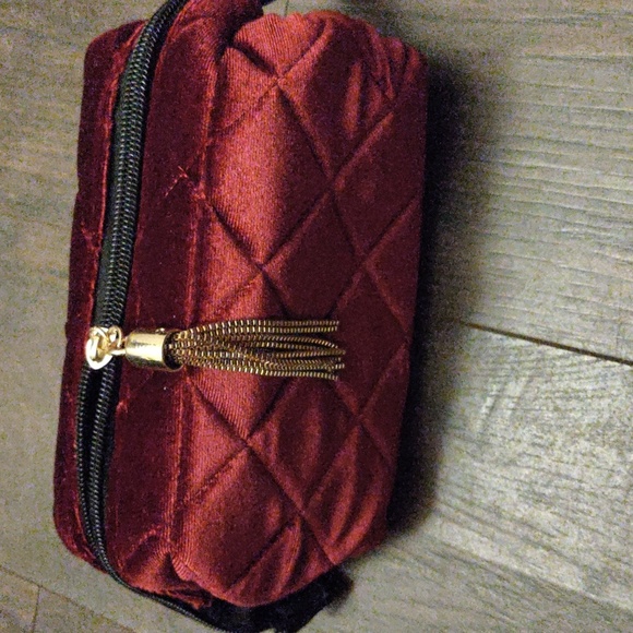Olivia Miller | Bags | Olivia Miller Burgundy Velvet Makeupclutch Bag ...
